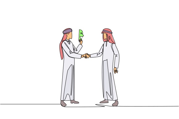 Single Continuous Line Drawing Two Arabian Vector Image
