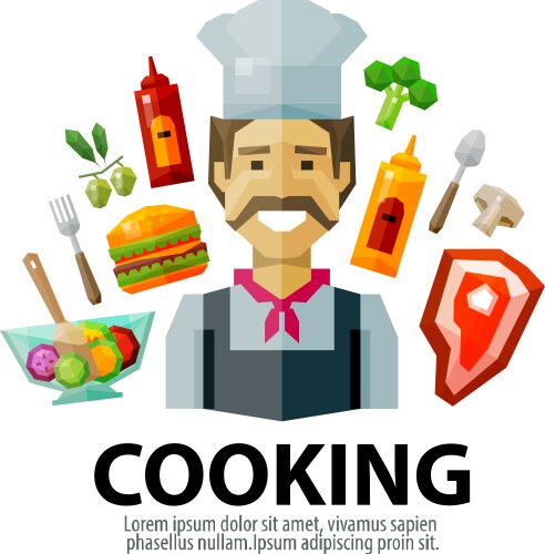 Cooking logo design template fresh food Royalty Free Vector