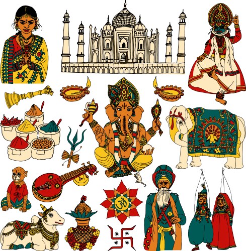 India hand drawn doodles indian frame card design Vector Image