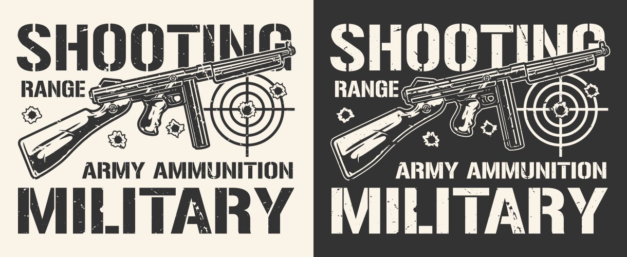 Military guns colorful label vintage Royalty Free Vector
