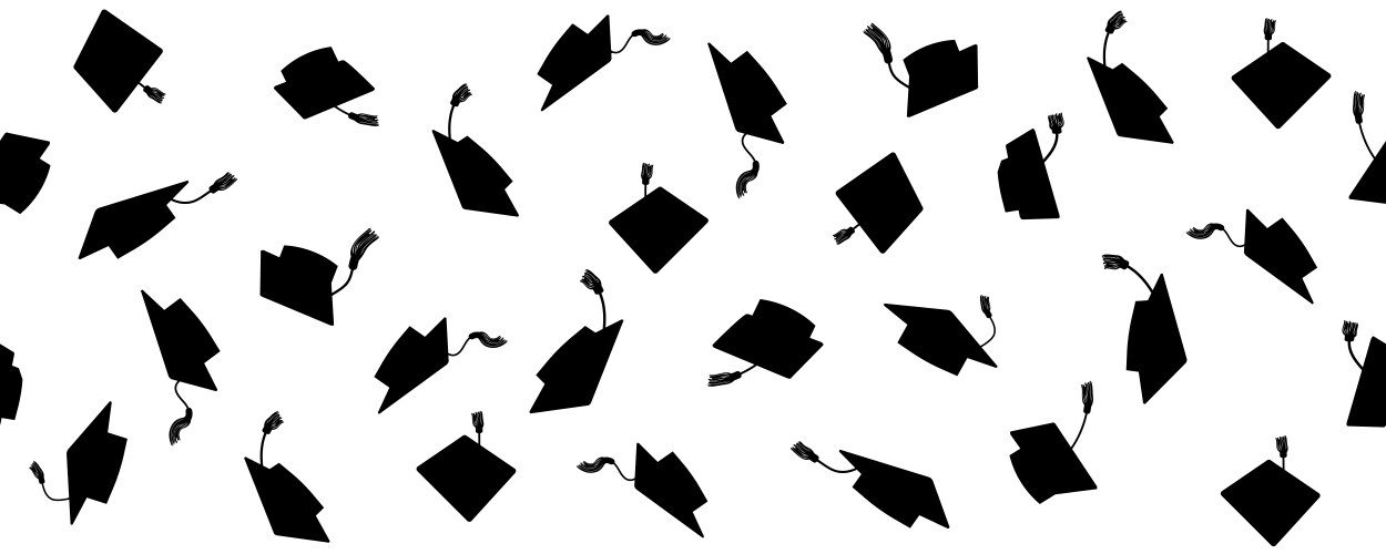 Graduate hat seamless pattern Royalty Free Vector Image