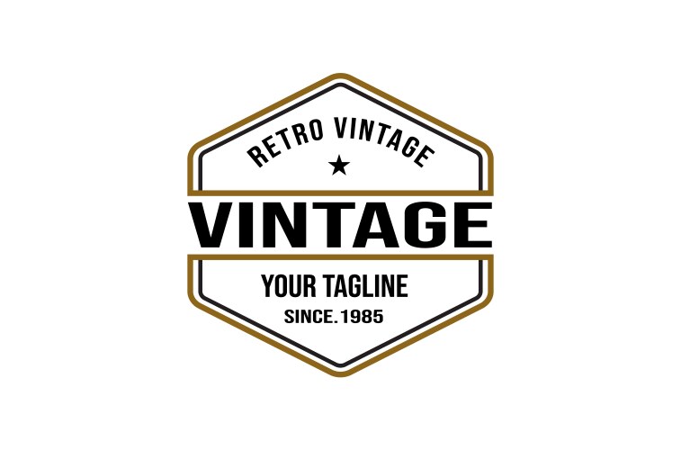 Simple gold hexagon vintage retro stamp label Vector Image