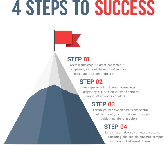 3 steps to success Royalty Free Vector Image - VectorStock