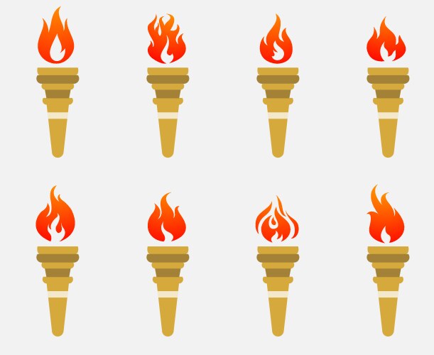 Flaming torch icons collection flat style Vector Image