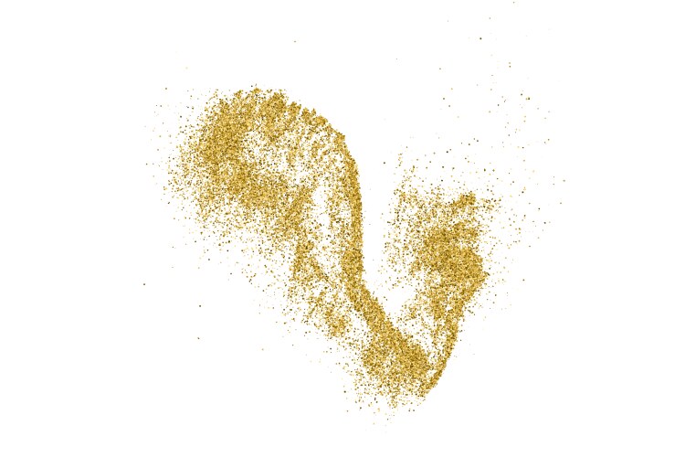 Gold glitter alphabet numbers 7 with shadow Vector Image