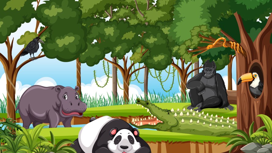 Panda Forest Scenery Vector Images (67)