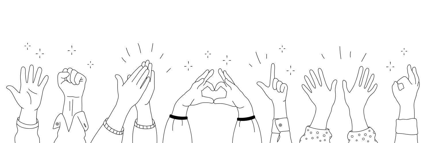 Applause hands set in doodle style human Vector Image