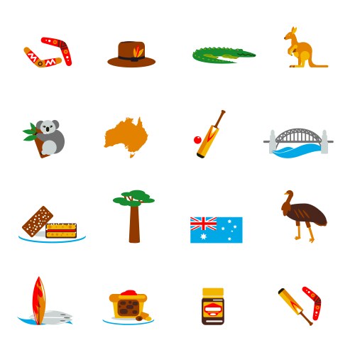 Australian animals flat icons Royalty Free Vector Image