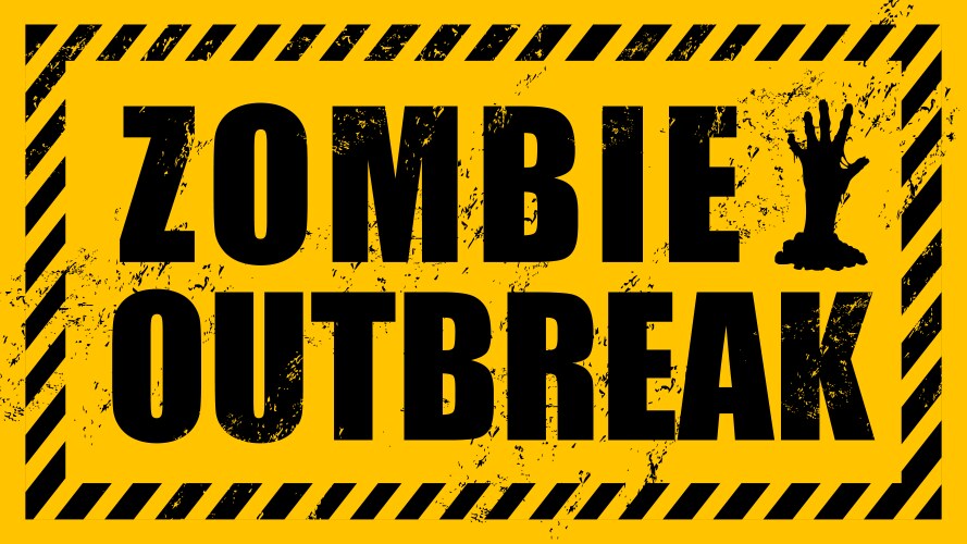 Zombie outbreak warning caution sign for halloween