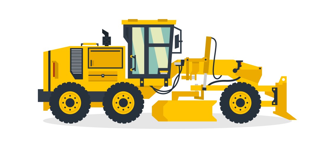 Motor grader side view Royalty Free Vector Image