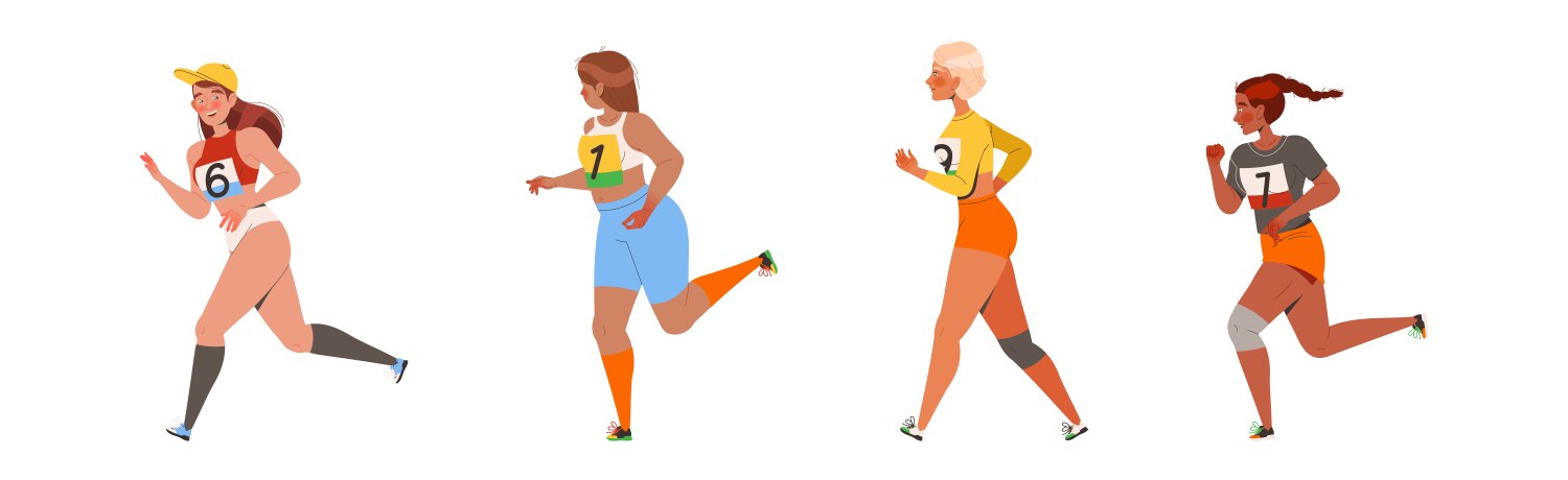 People characters running marathon sprinting Vector Image