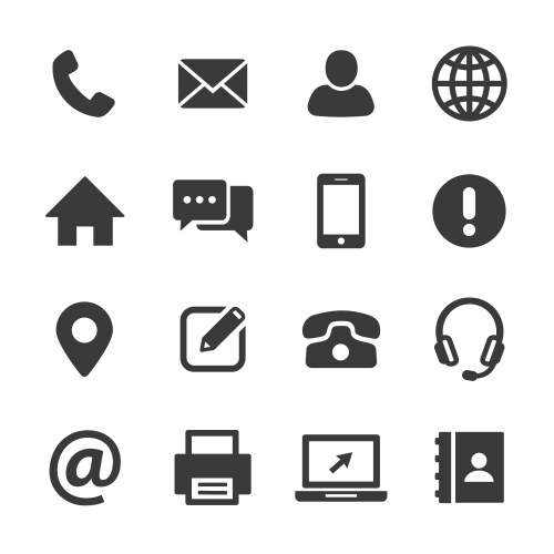 Contact icon set Royalty Free Vector Image - VectorStock