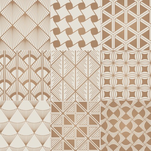 Bronze roze gold gradients set in hexagons big Vector Image