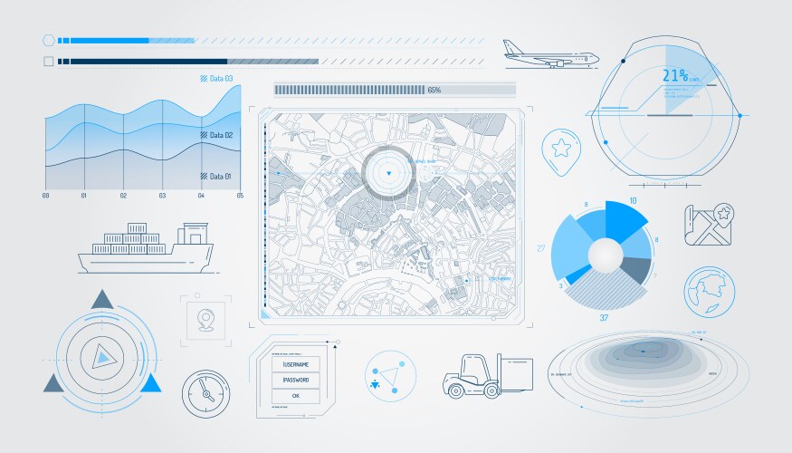 Set of infographic elements about geolocation Vector Image