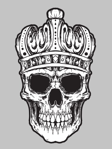 Crowned Skull Engraving Sketch Royalty Free Vector Image
