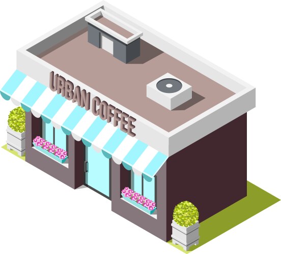 Isometric store building Royalty Free Vector Image