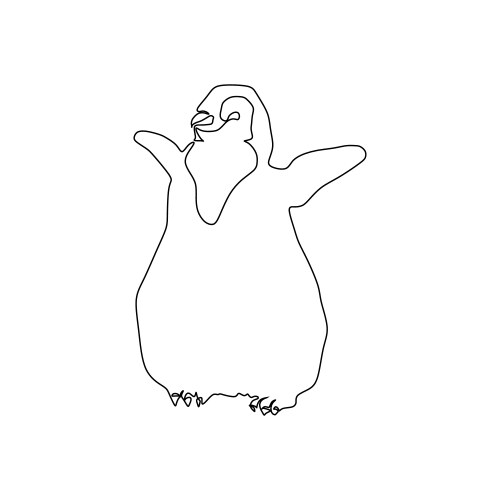 Penguin line art one continuous Royalty Free Vector Image