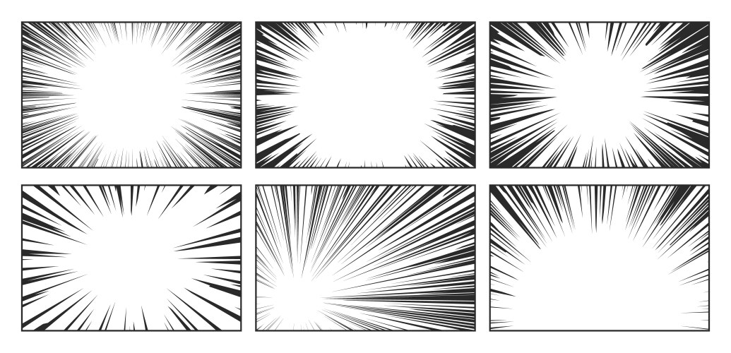 Comic speed lines set dynamic visual Royalty Free Vector