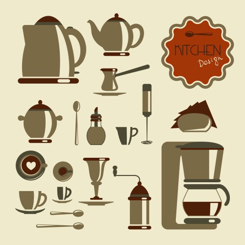 Kitchen set Royalty Free Vector Image - VectorStock