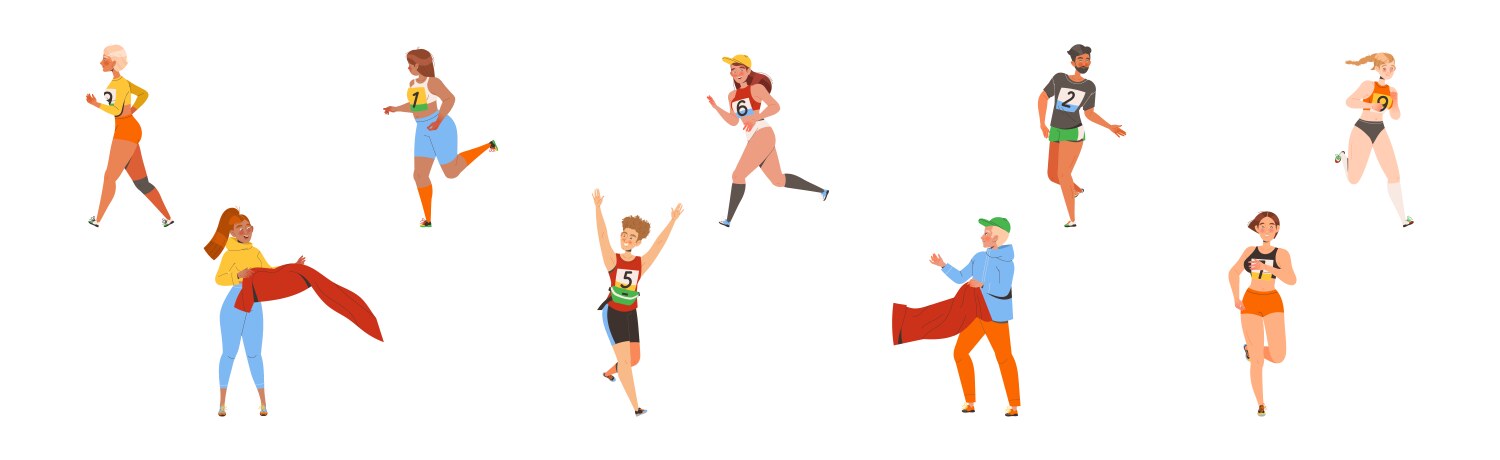 People characters running marathon sprinting Vector Image