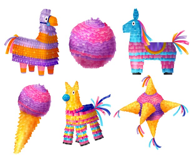 Mexican pinatas set Royalty Free Vector Image - VectorStock