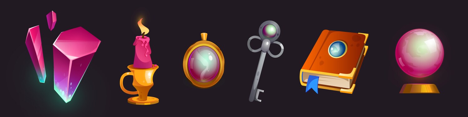 Magic wizard staff set Royalty Free Vector Image