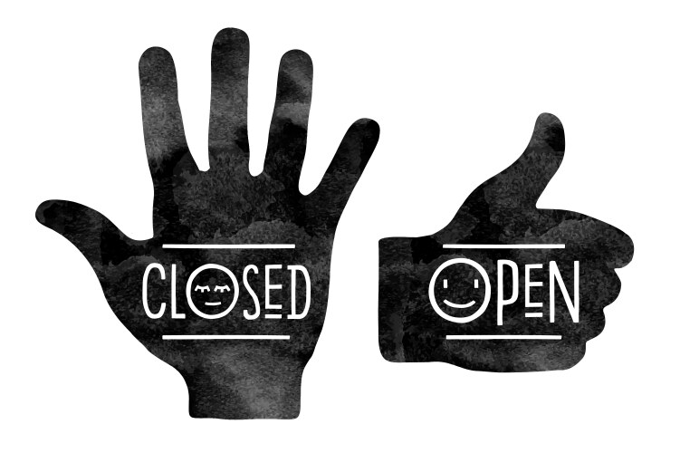 Open human hand palm - black icon on white Vector Image