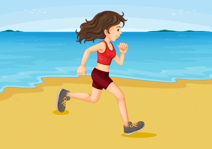 Pretty girl on the beach Royalty Free Vector Image