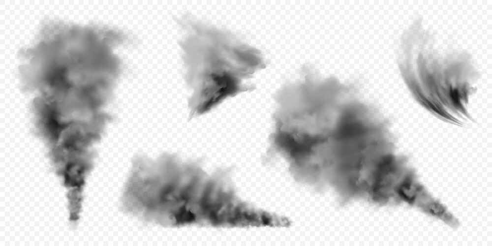 Realistic set of black smoke Royalty Free Vector Image