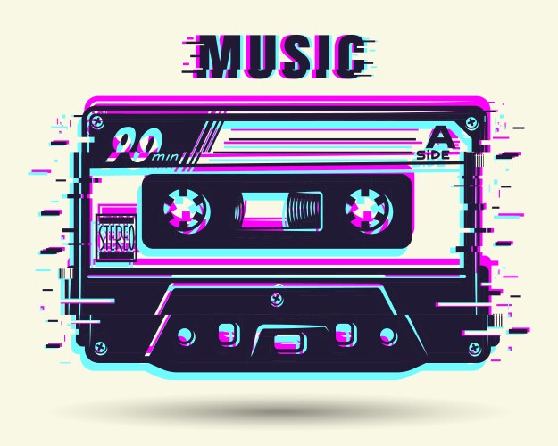 Stereo headphones with glitch effect music Vector Image