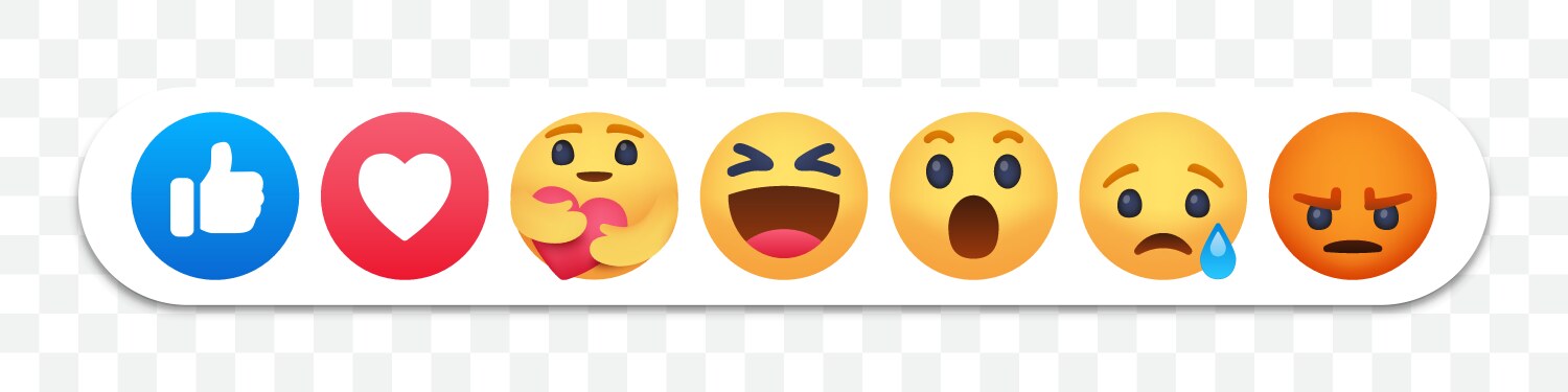 Facebook reactions emoji icons set Royalty Free Vector Image