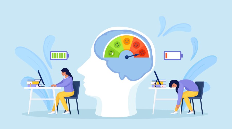 Stress level mood scale man solves problems Vector Image