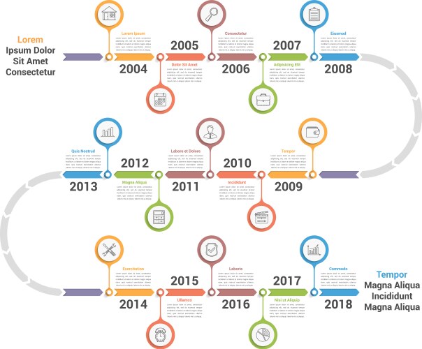 Presentation timeline chart elements Royalty Free Vector