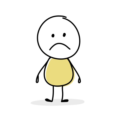 Sad stickman cartoon character showing gestures Vector Image