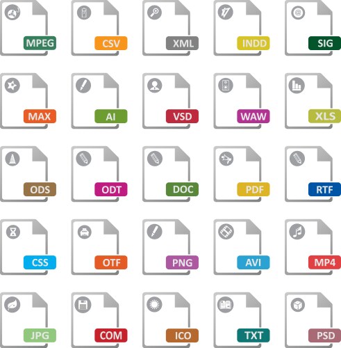 File Extension Icons Royalty Free Vector Image