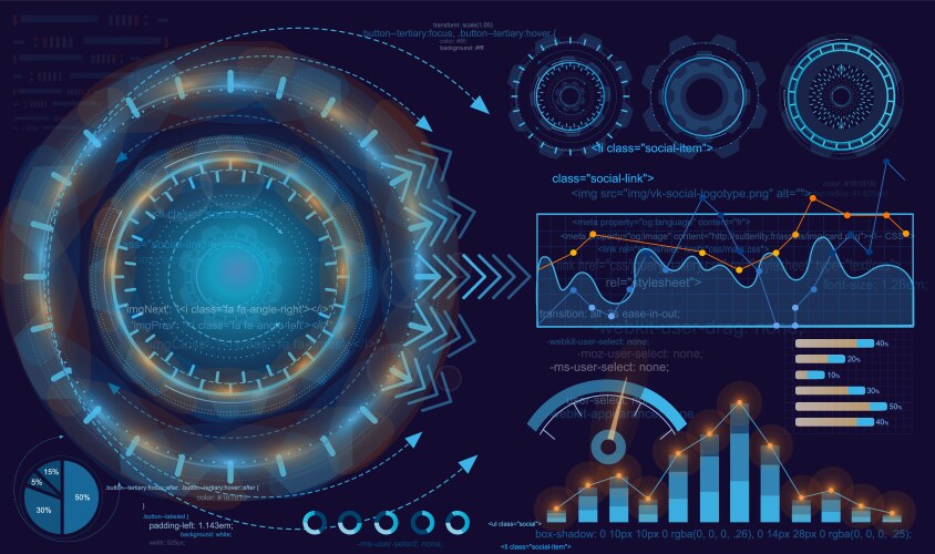 Circular digital hud visualisation data elements Vector Image