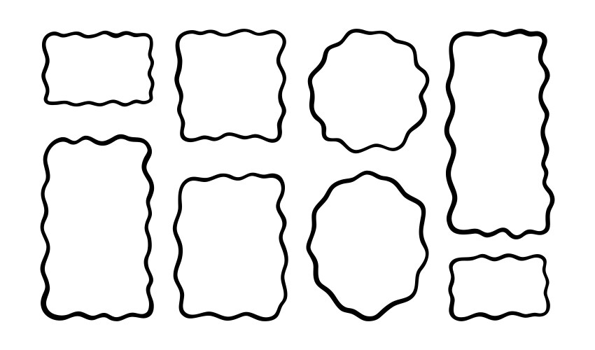 Doodle wave curve edge frame hand drawn wavy Vector Image