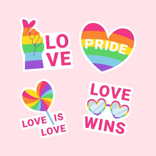 Flat labels collection for pride month celebration
