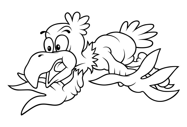 Flying crow line drawing Royalty Free Vector Image