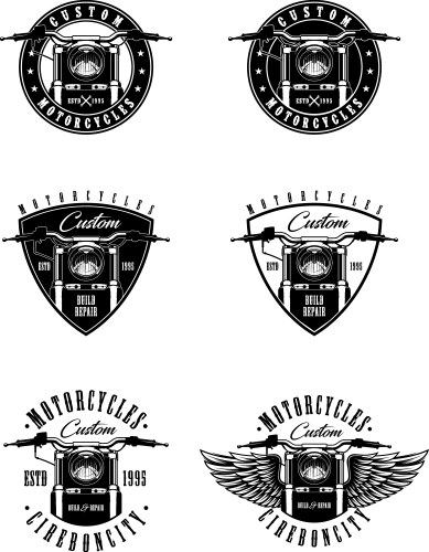 Vintage custom motorcycle badges Royalty Free Vector Image