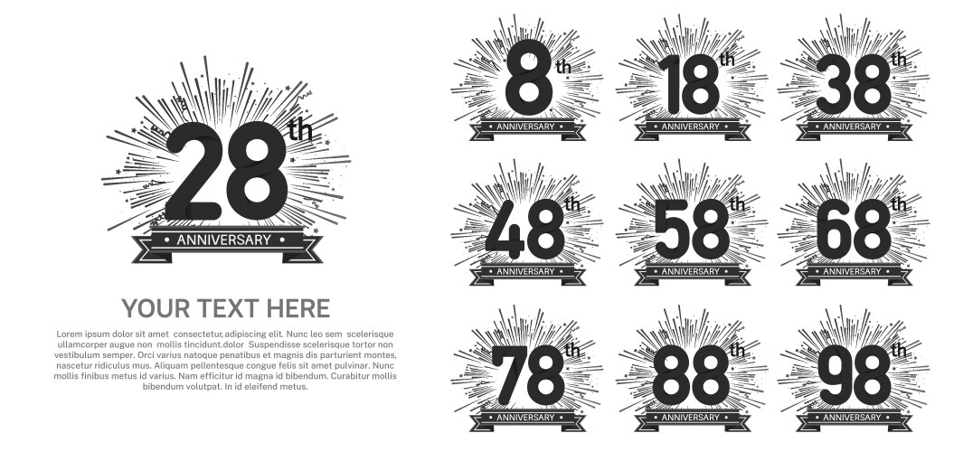 Hand lettering for anniversary year numbers Vector Image