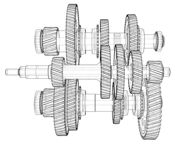 Outline gearbox concept Royalty Free Vector Image