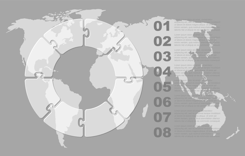Transparent diagram infographic process on 8 steps
