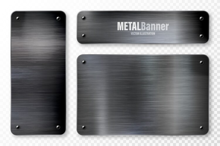 Metal Banners - Brushed Steel Plates Royalty Free Vector