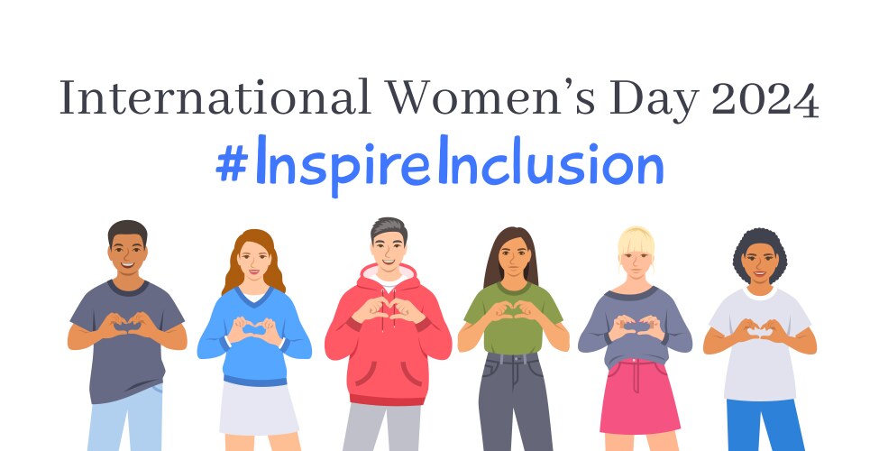 Inspire inclusion pose international womens day Vector Image