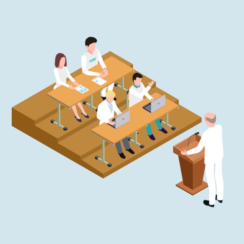 University students isometric composition Vector Image