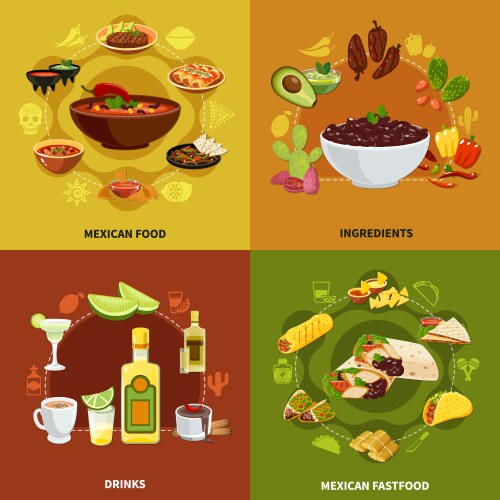 Cartoon mexican food restaurant menu design Vector Image