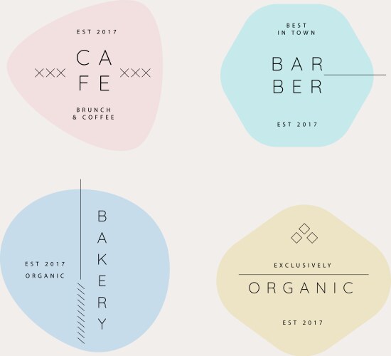 Pastel colors minimal logo set Royalty Free Vector Image