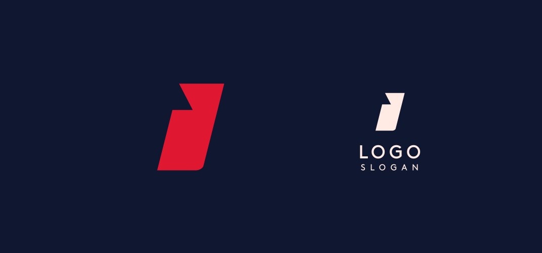 Wide bold red letter f modern dynamic logo for Vector Image