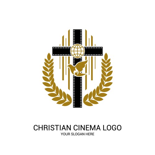 Christian cinema logo Royalty Free Vector Image